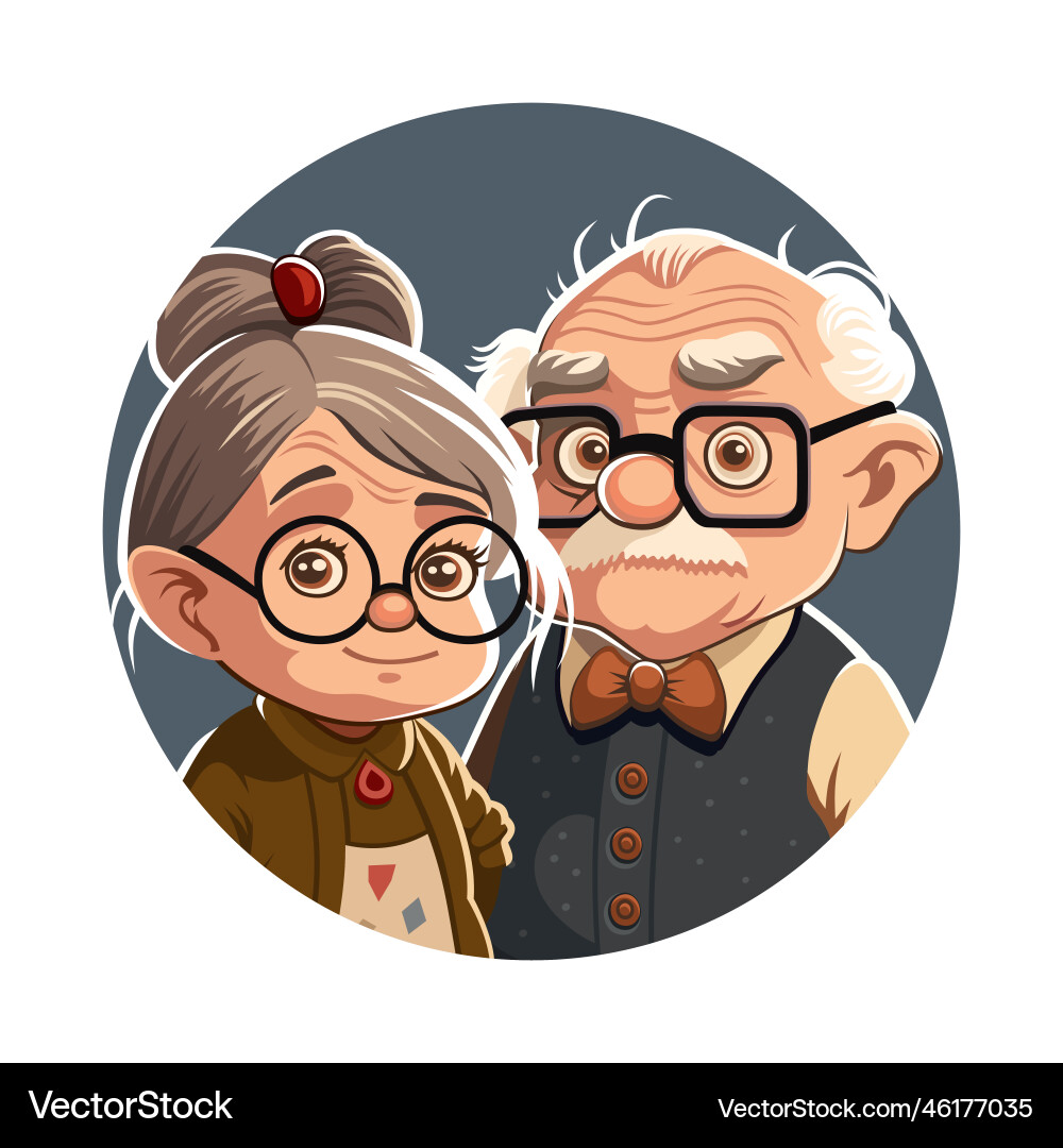 Couple Grandma And Grandpa Together Cute Cartoon Vector Image