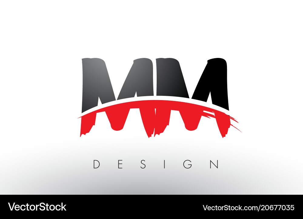 Mm m brush logo letters with red and black Vector Image
