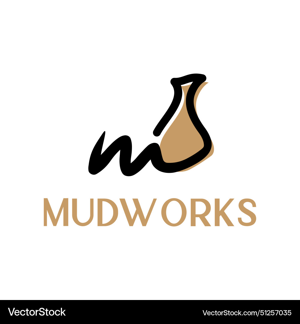 Mudwork pottery modern simple logo Royalty Free Vector Image