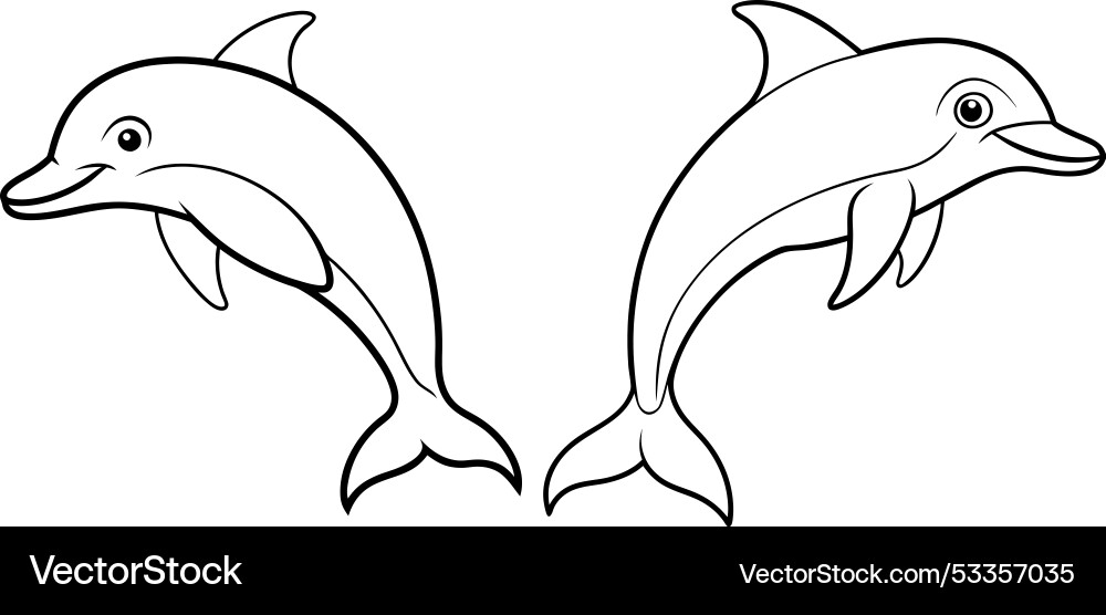 Simple of dolphin pair line art Royalty Free Vector Image