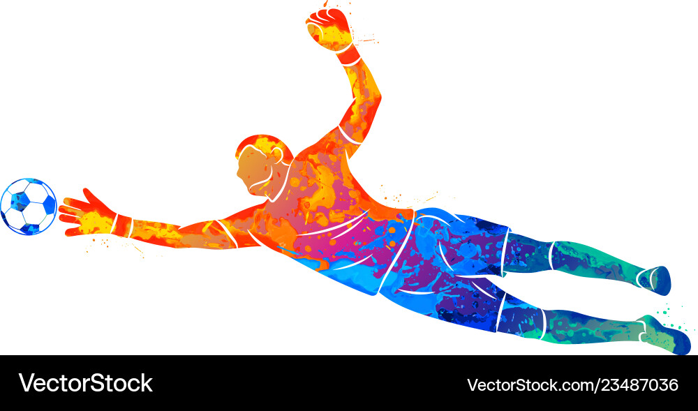 Abstract football goalkeeper is jumping Royalty Free Vector