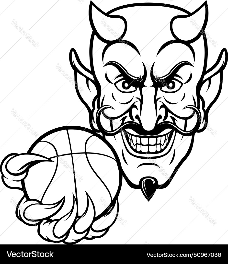 Devil basketball sports mascot Royalty Free Vector Image