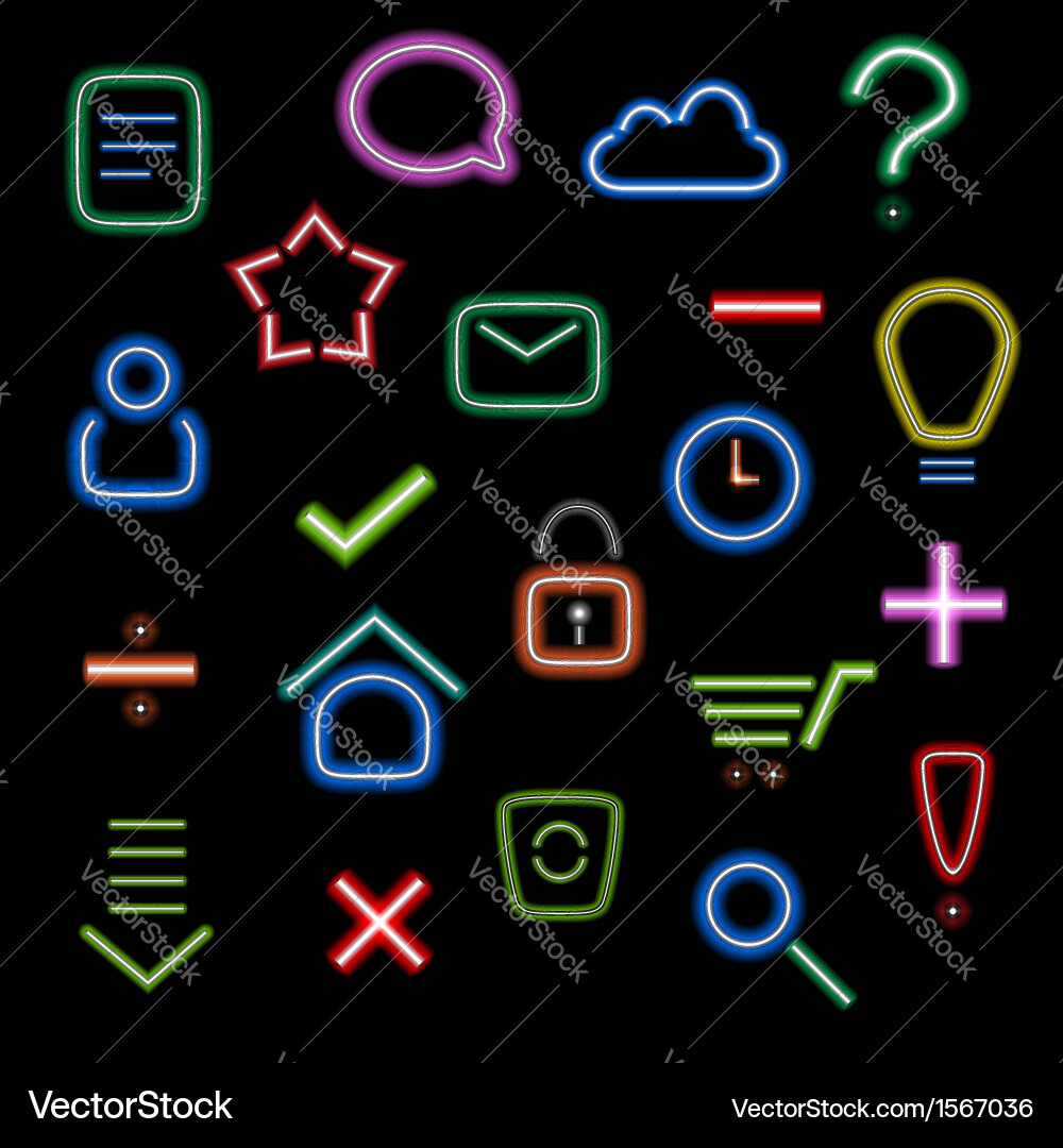 Neon icons Royalty Free Vector Image - VectorStock