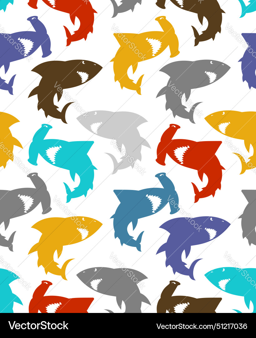 Shark pattern seamless marine predator background Vector Image