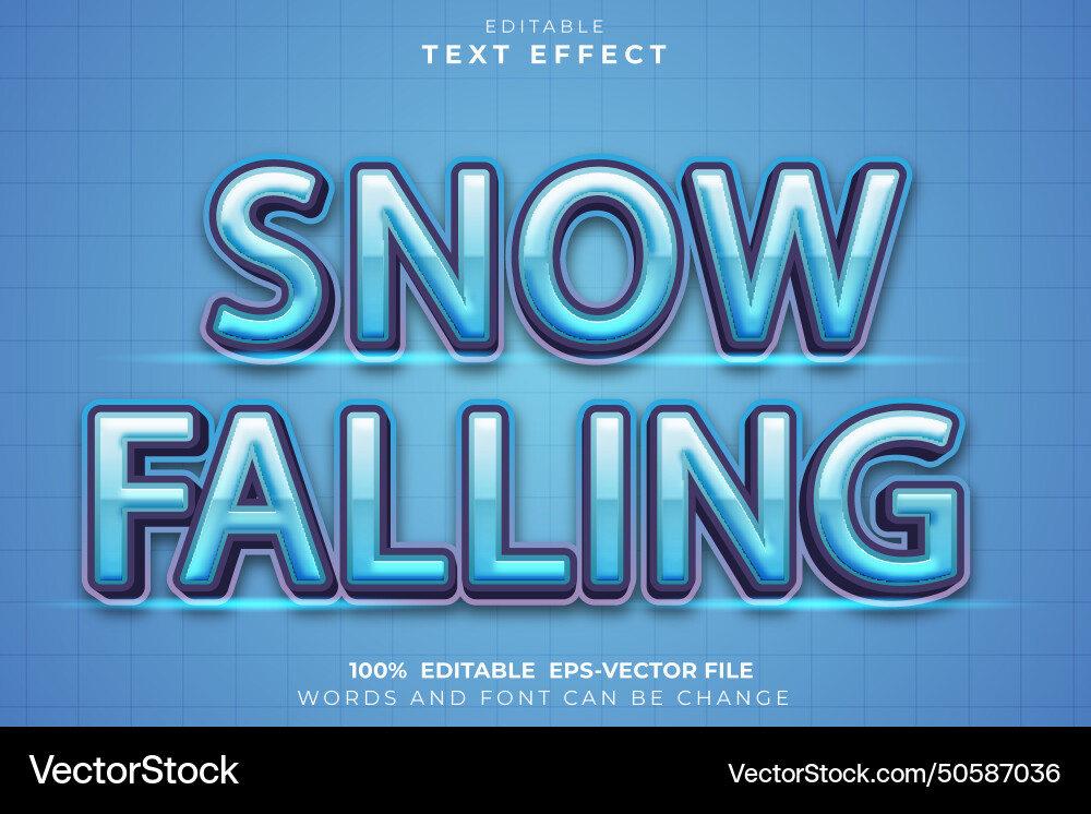 Snow falling editable text effect 3d cartoon style