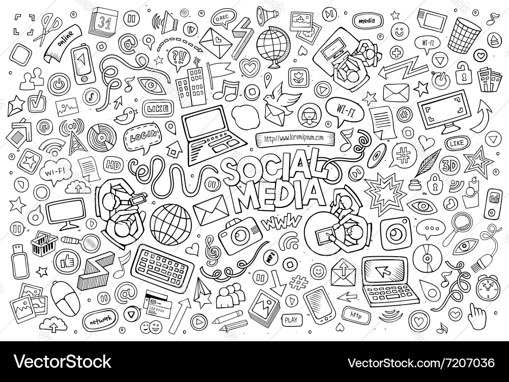 Social Media Doodle Set Royalty Free Vector Image