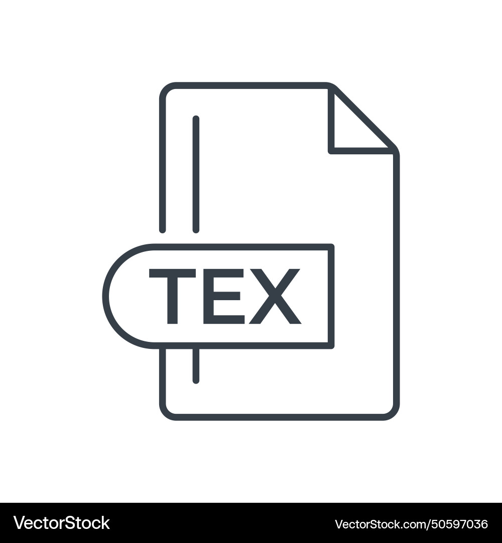 Tex file format icon extension line Royalty Free Vector