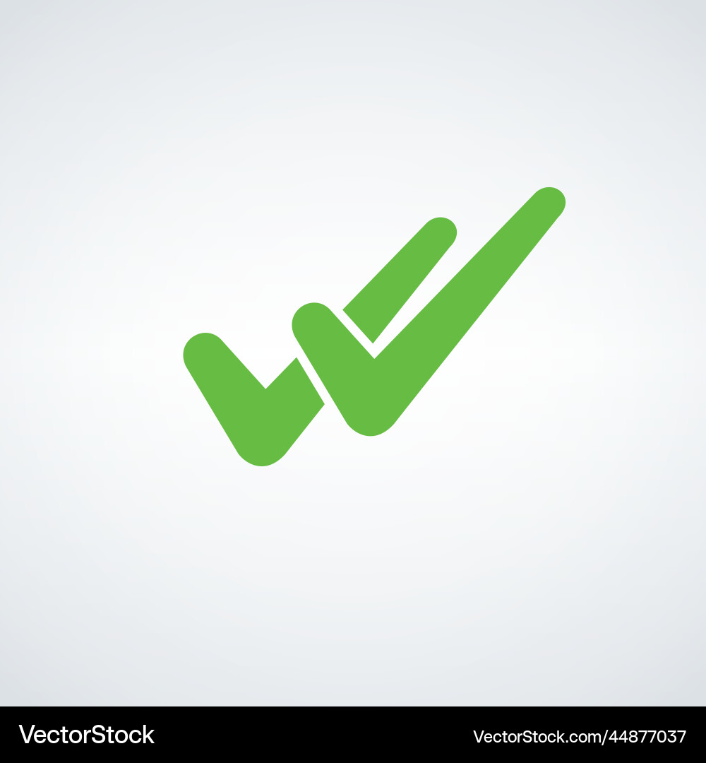 Double tick sign element green checkmark icon ok Vector Image