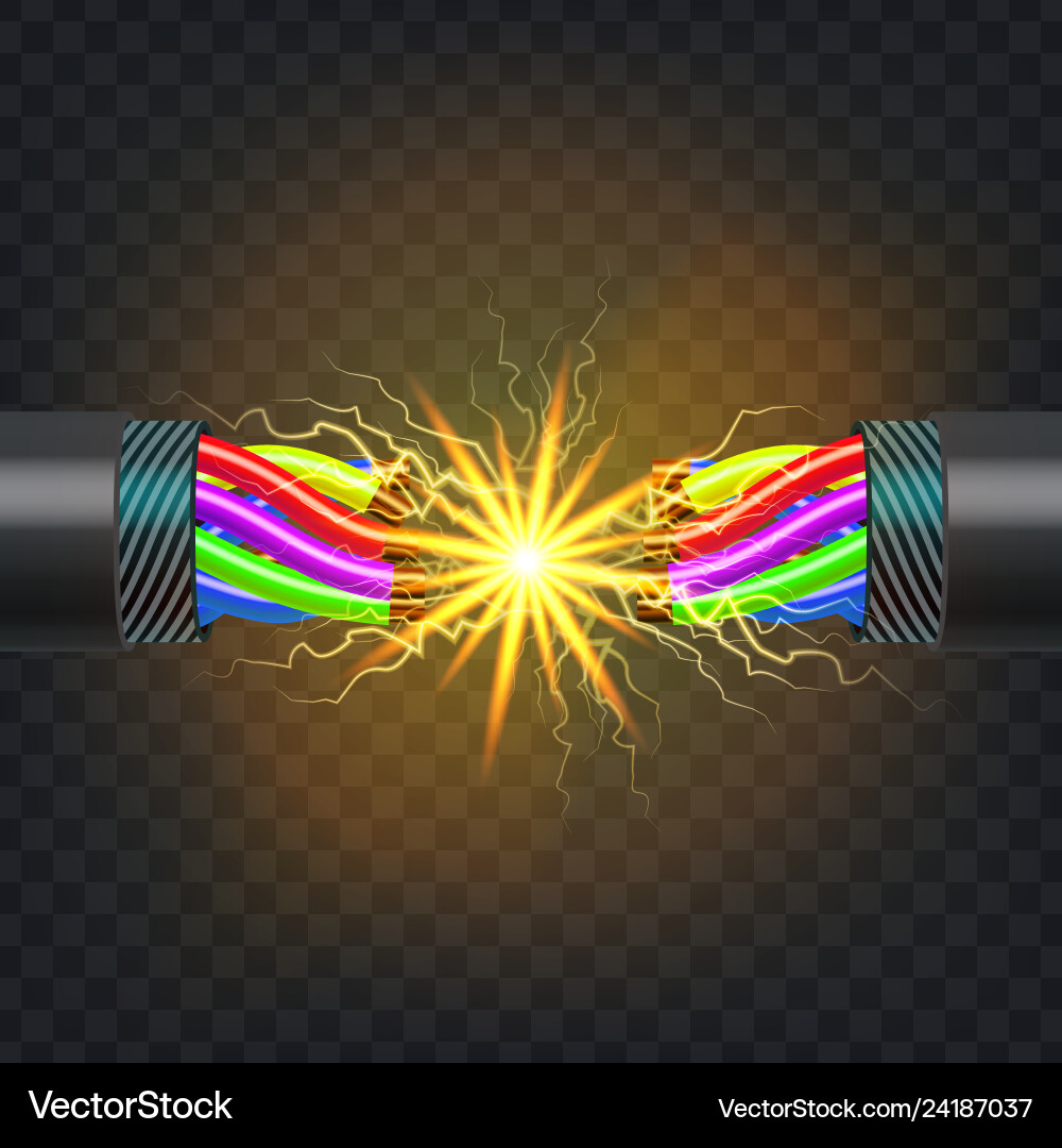 Electric break cable electrical circuit Royalty Free Vector