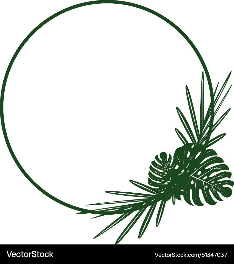 Exotic jungle monstera leaf round frame nature Vector Image