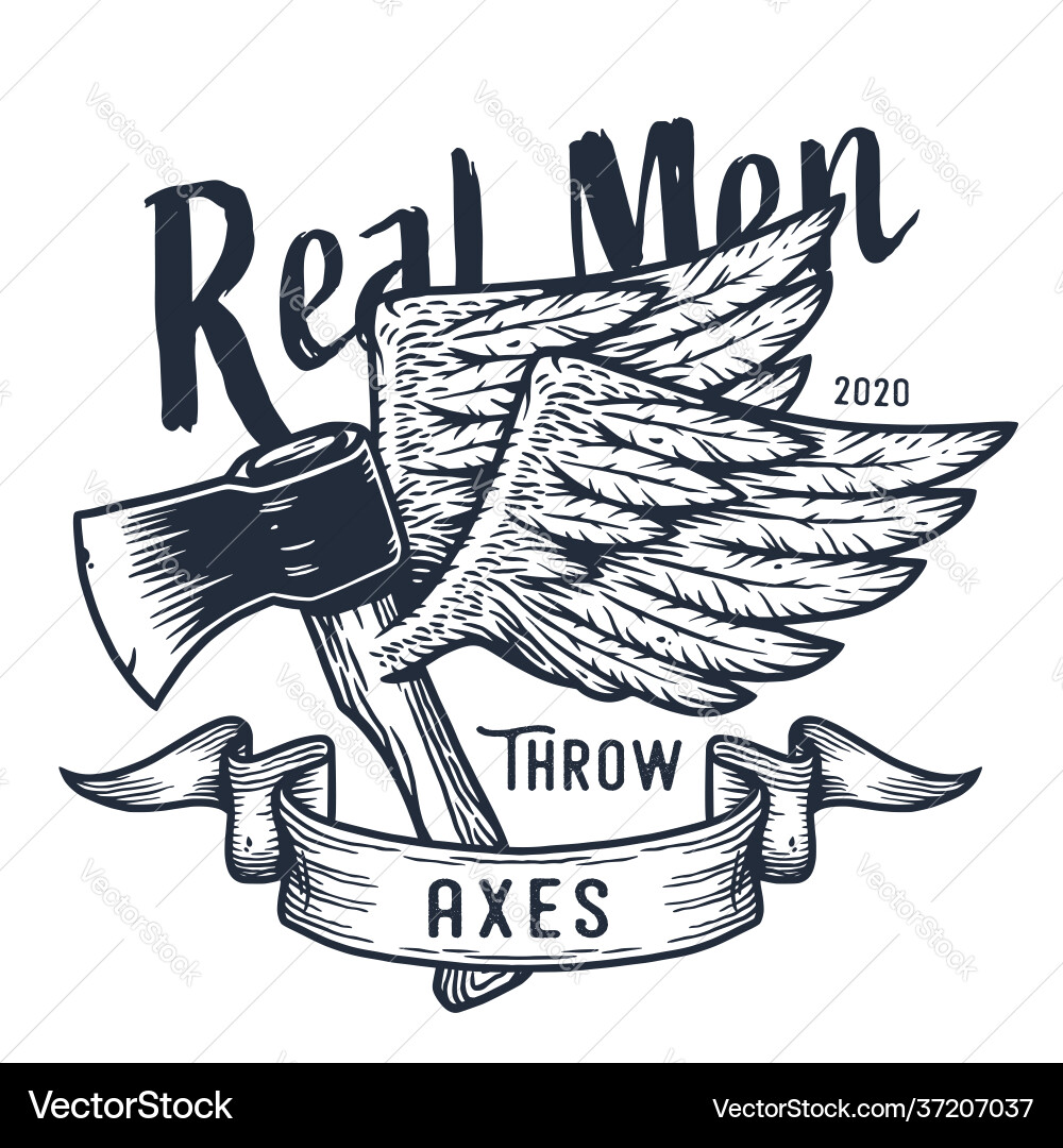 Flying Axe Lumberjack Print Royalty Free Vector Image