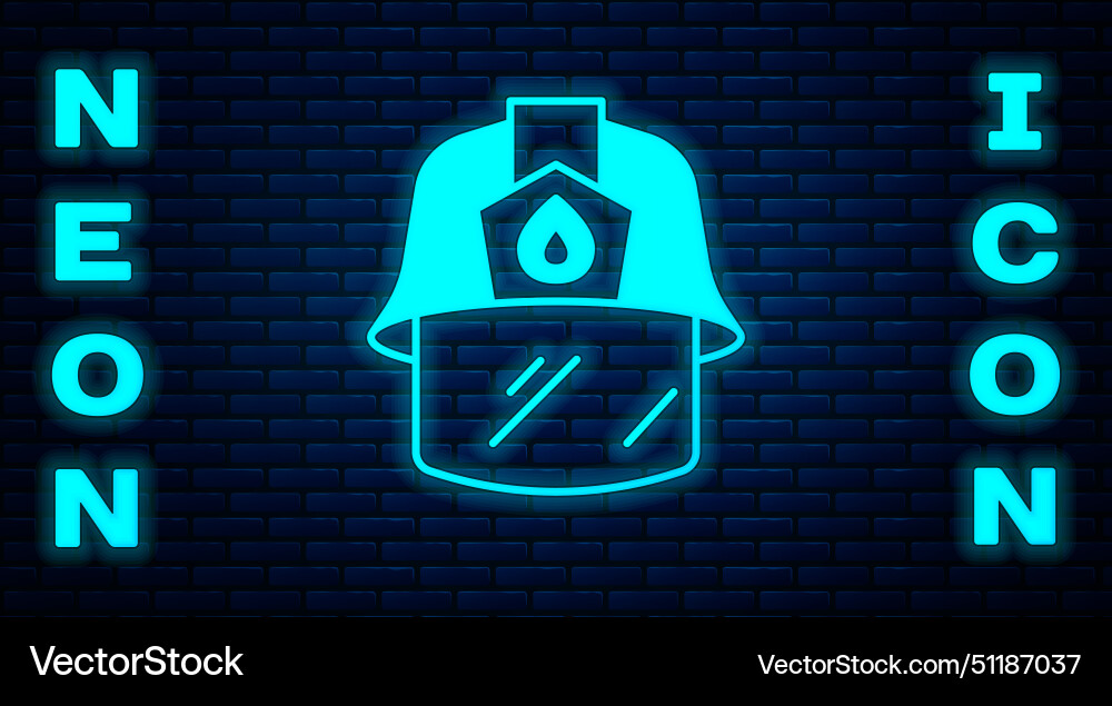 Glowing neon firefighter helmet or fireman hat Vector Image