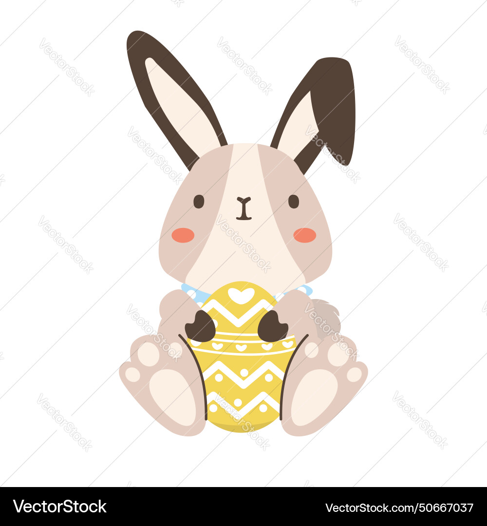 Happy bunny rabbit cartoon easter Royalty Free Vector Image