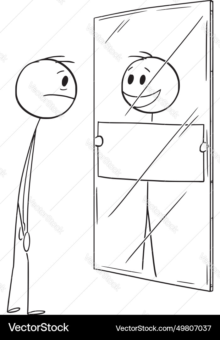 Person Contemplating Reflection Royalty Free Vector Image