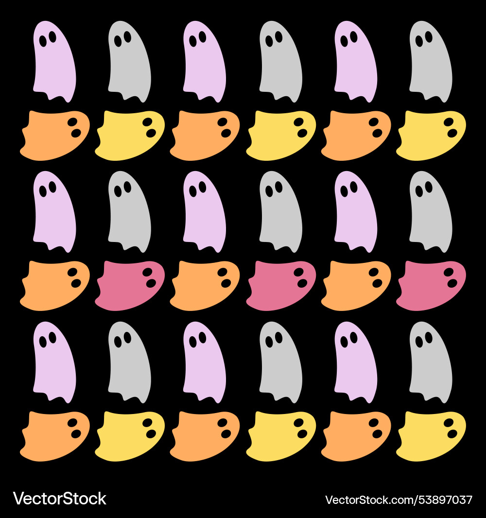 Retro halloween ghosts pattern texture background Vector Image