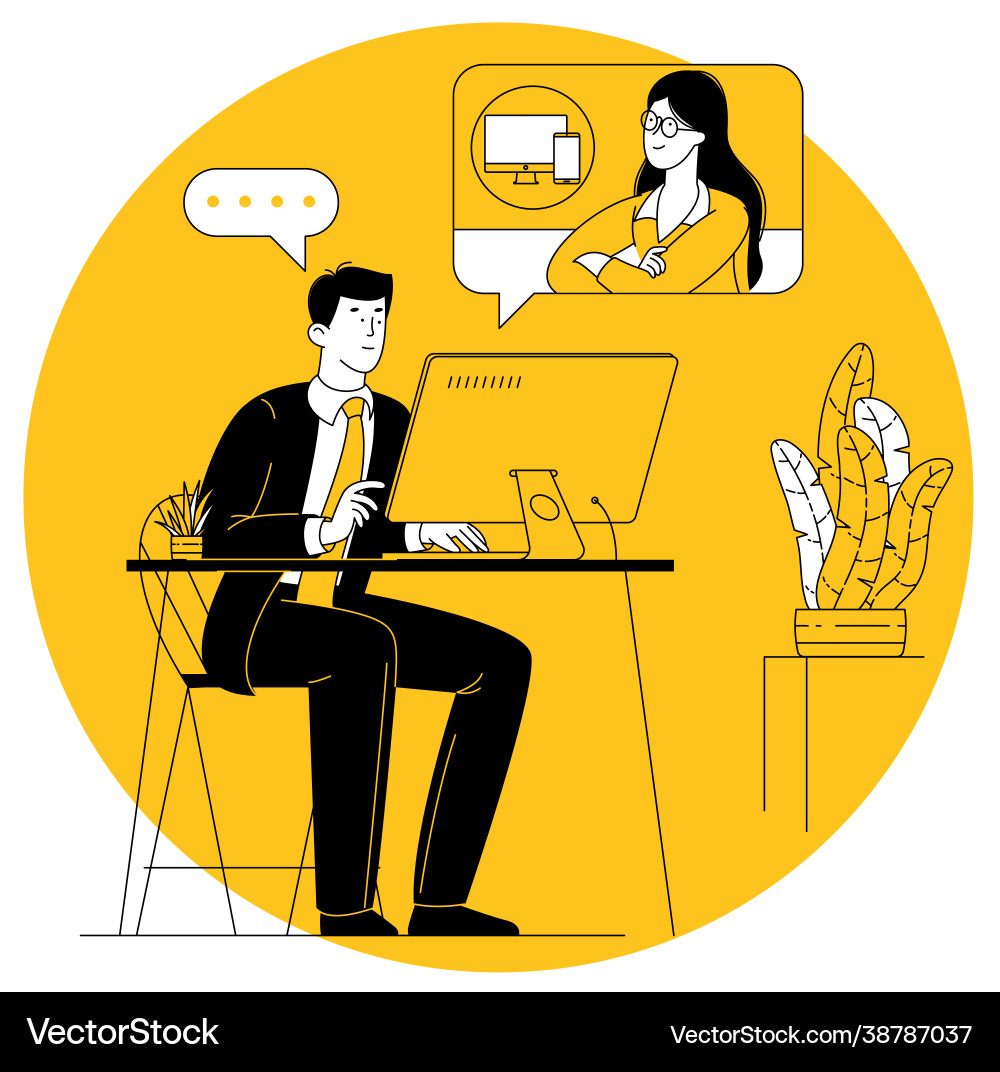 Video conferencing at home Royalty Free Vector Image