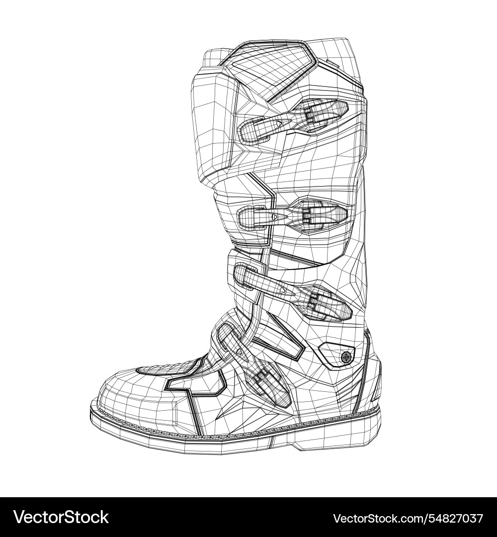 Wireframe of boots motorcycle line icon leg Vector Image