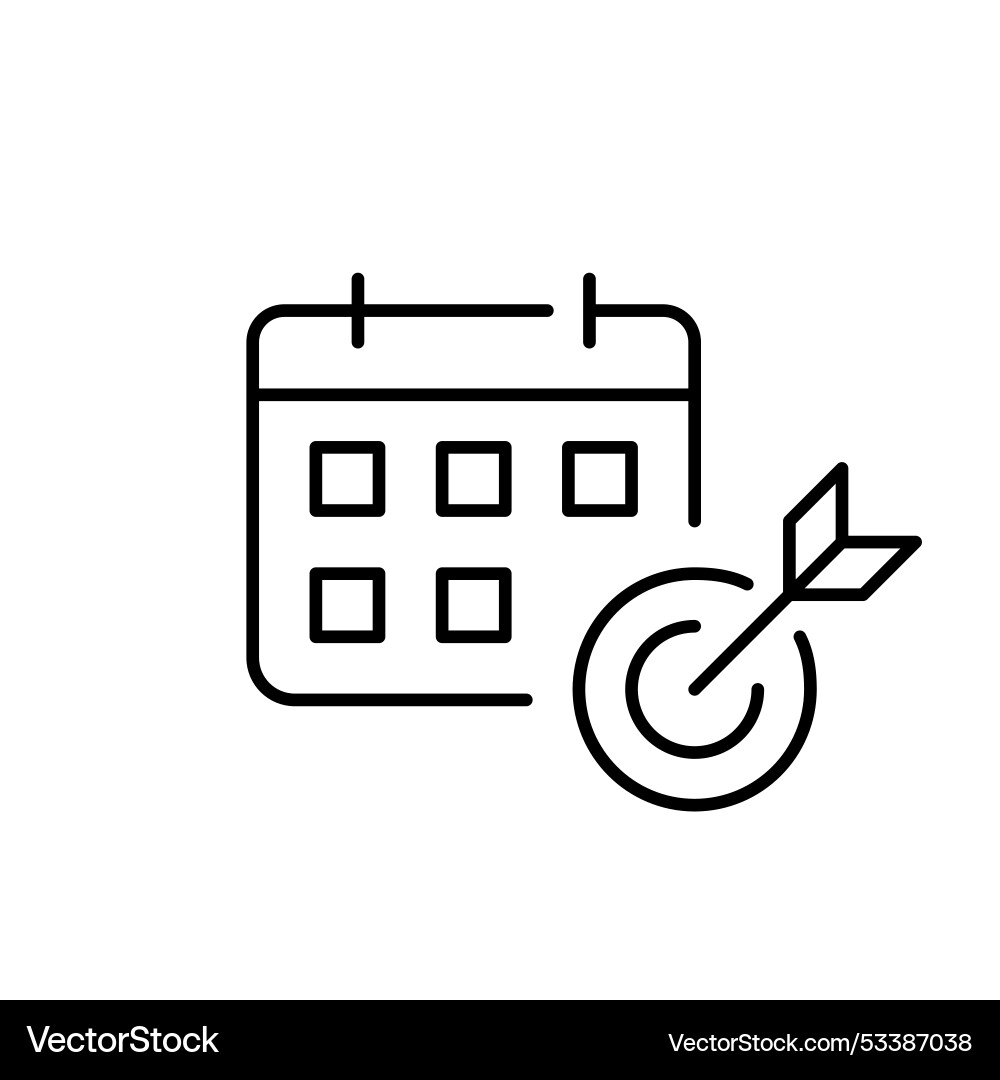 Calendar and arrow hitting target goal setting Vector Image