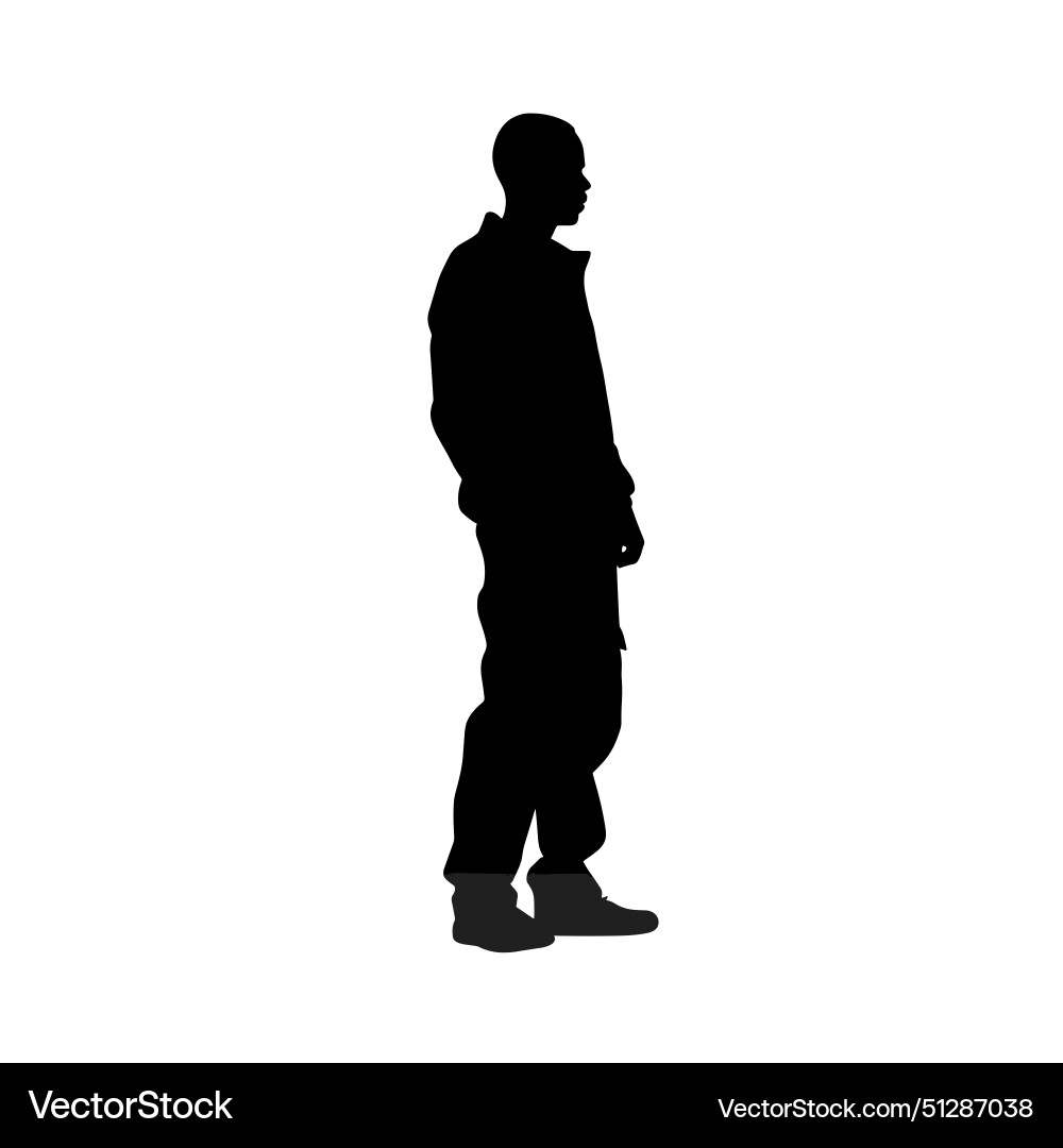 Casual man standing side profile silhouette Vector Image