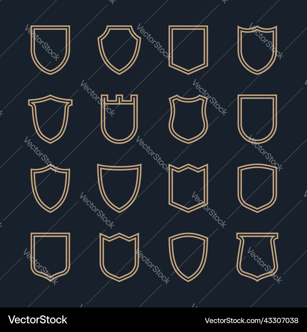 Collection of shield icon template double Vector Image