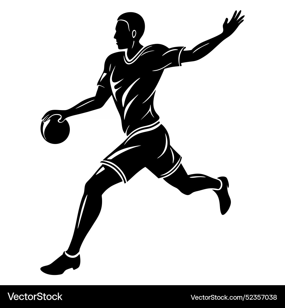 Man handball player silhouette Royalty Free Vector Image