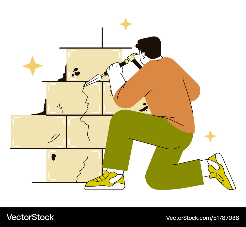 Retrofit movement character doing a home Vector Image