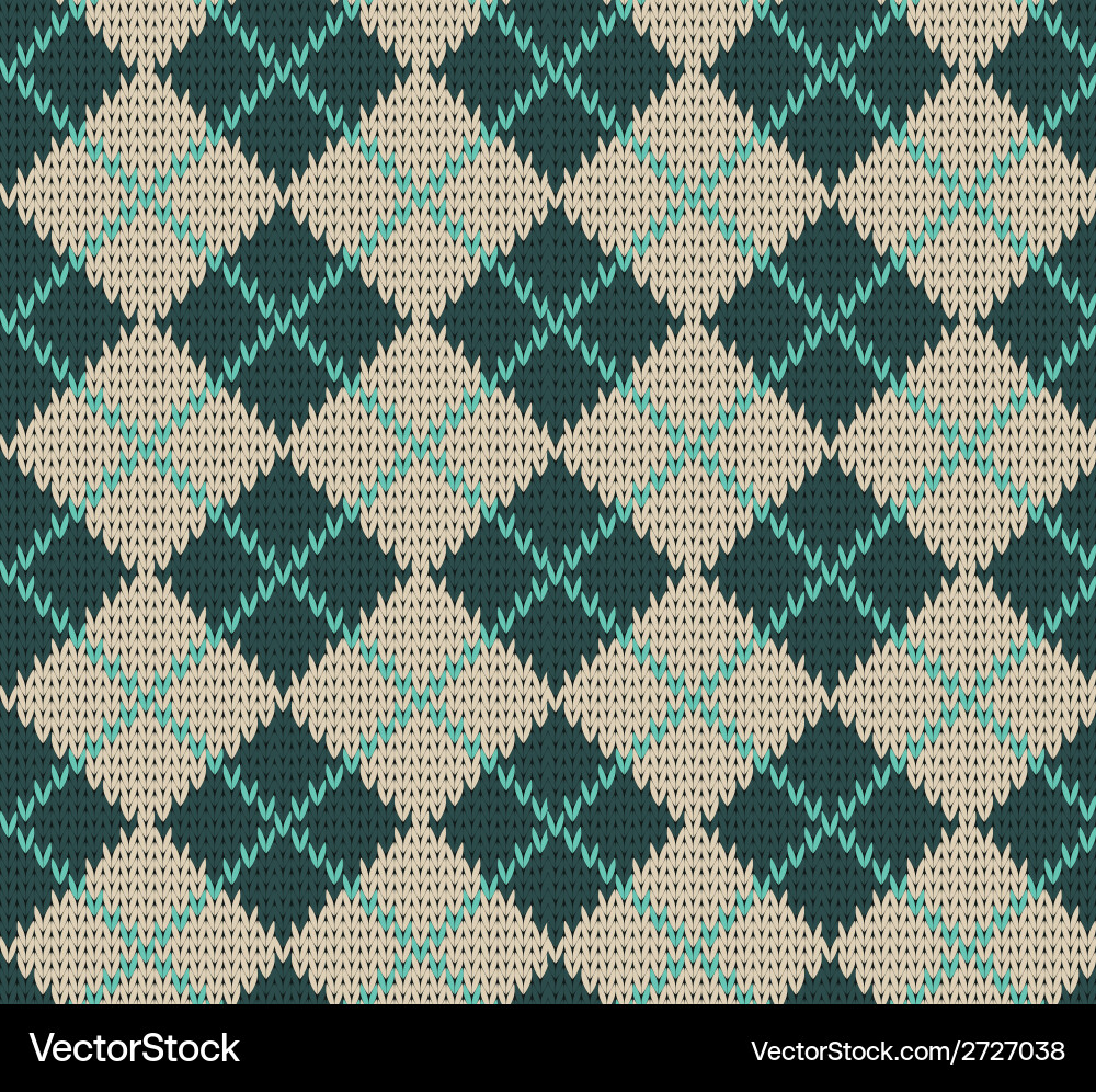 Seamless rhombus blue color knitted pattern Vector Image