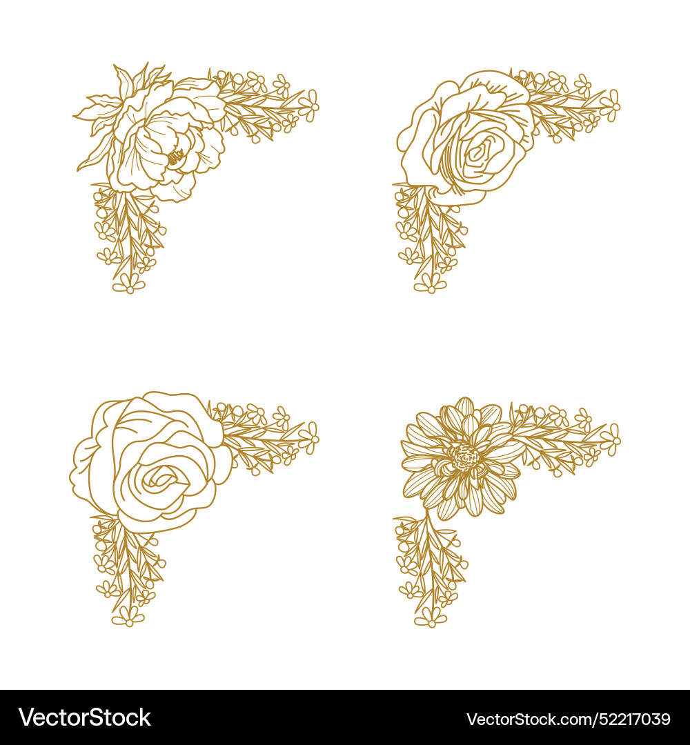Blooms greenery floral foliage ornament corner Vector Image