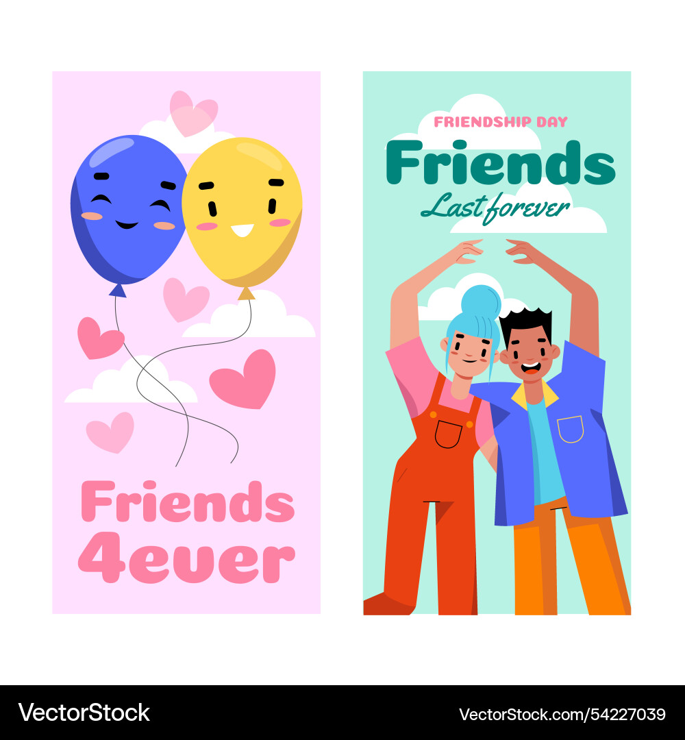 Colorful friendship day banners with balloons and Vector Image