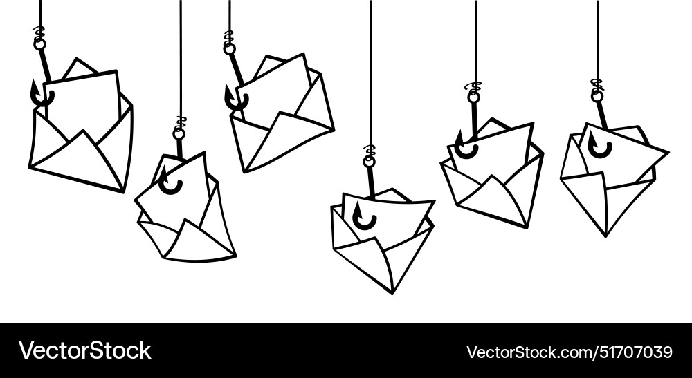 Envelope withe fishing hook contact us and social Vector Image