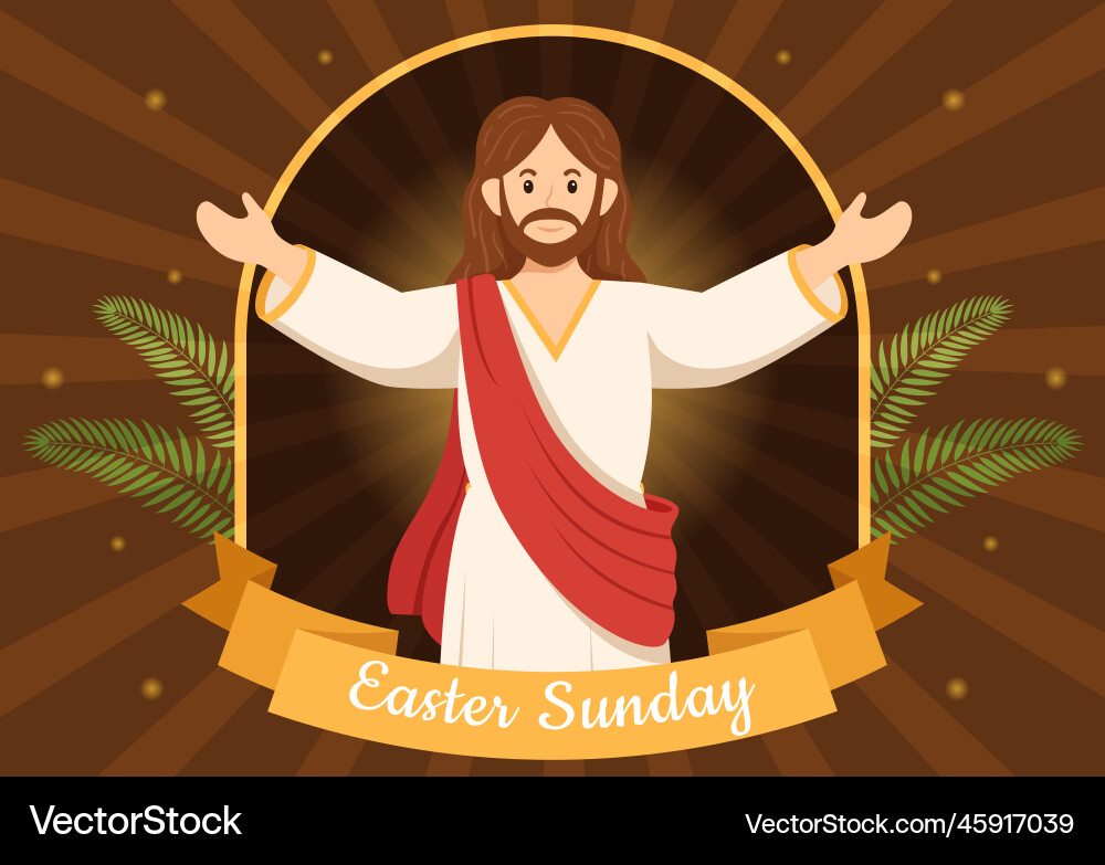 Happy easter sunday day with jesus he is risen Vector Image