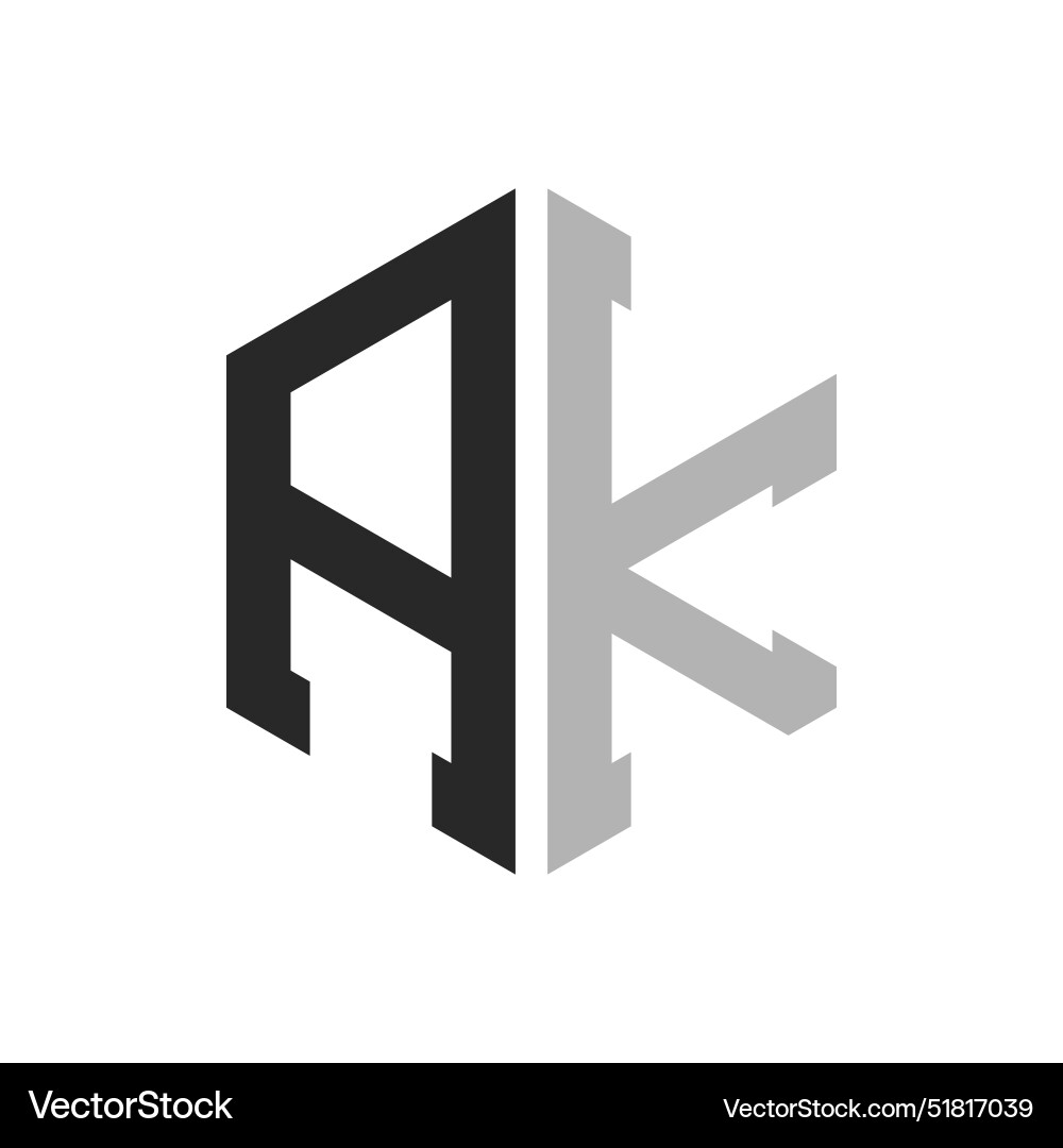 Modern unique hexagon letter ak logo design Vector Image