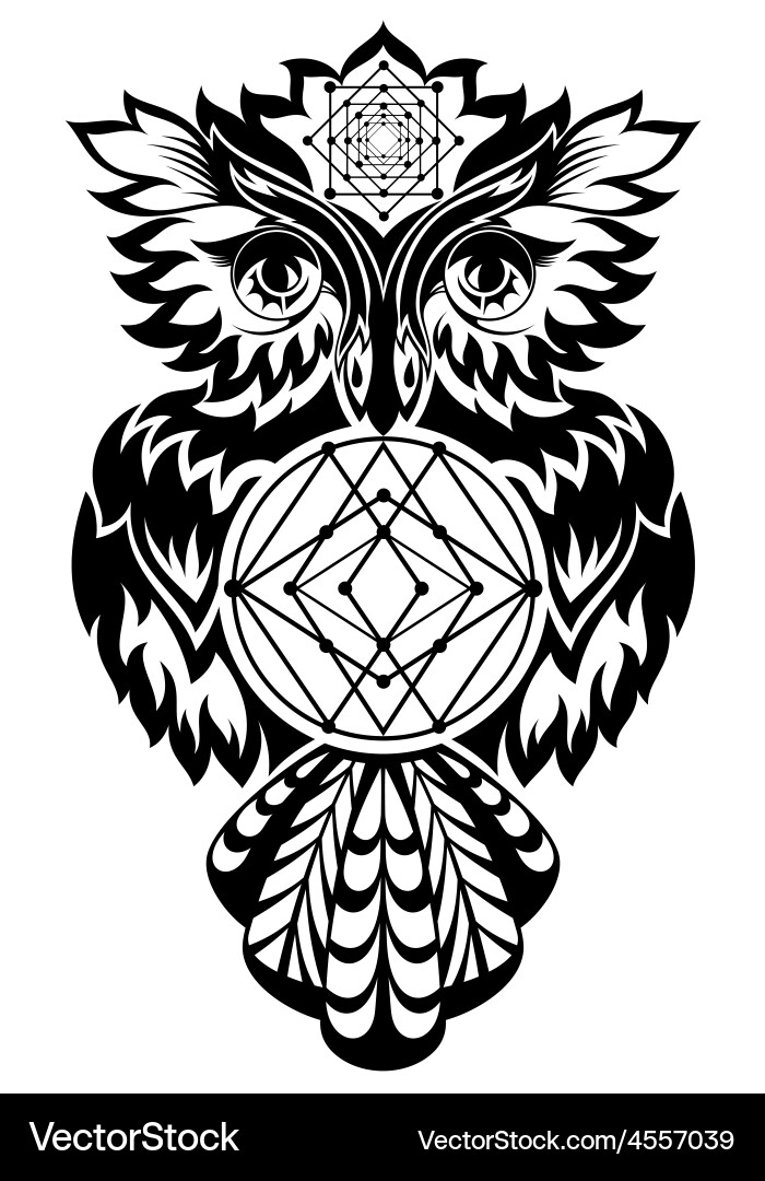 Ornamental Owl Motif Royalty Free Vector Image