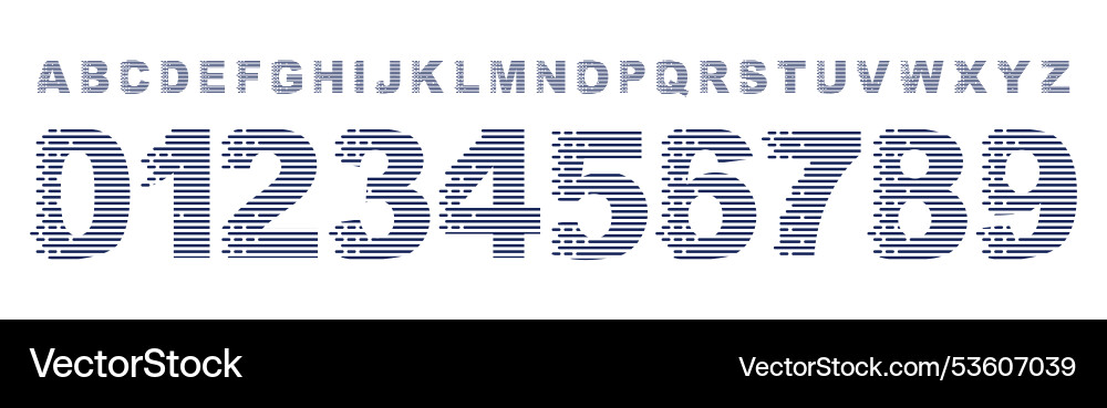 Striped digital font futuristic tech numbers Vector Image