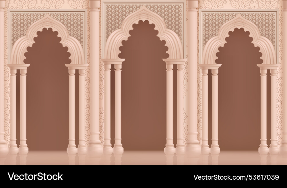 Types of arches realistic composition background Vector Image