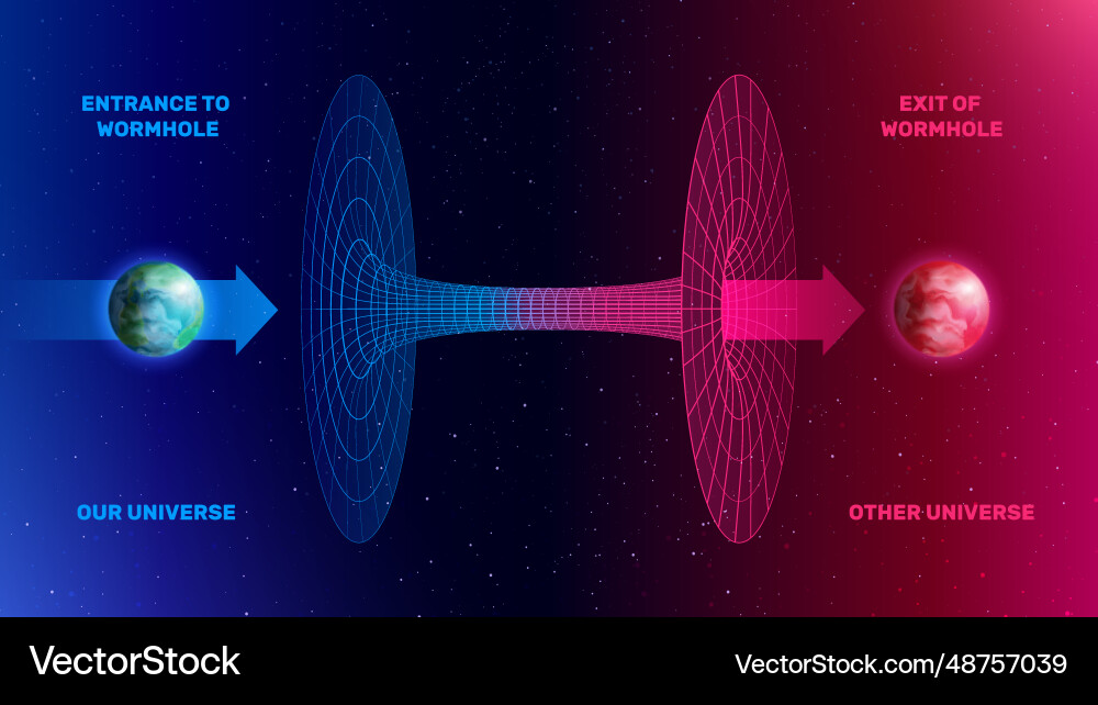 Wormhole 3d shapes composition Royalty Free Vector Image