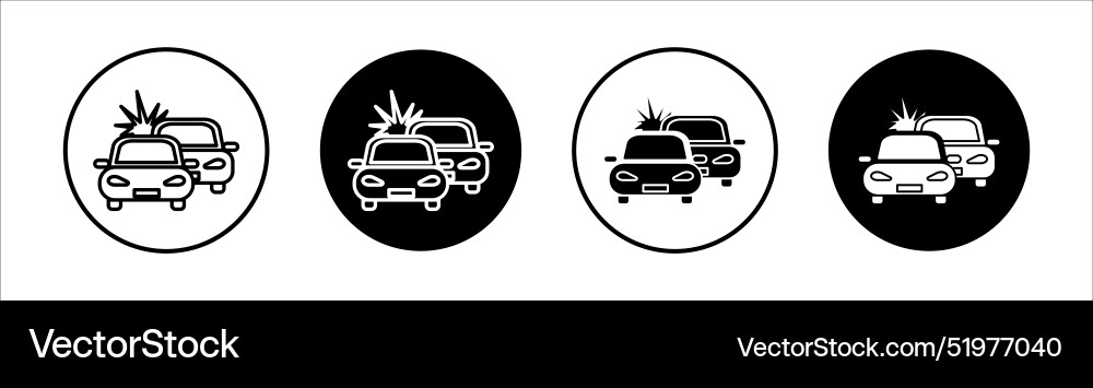 Accident flat line icon set thin Royalty Free Vector Image