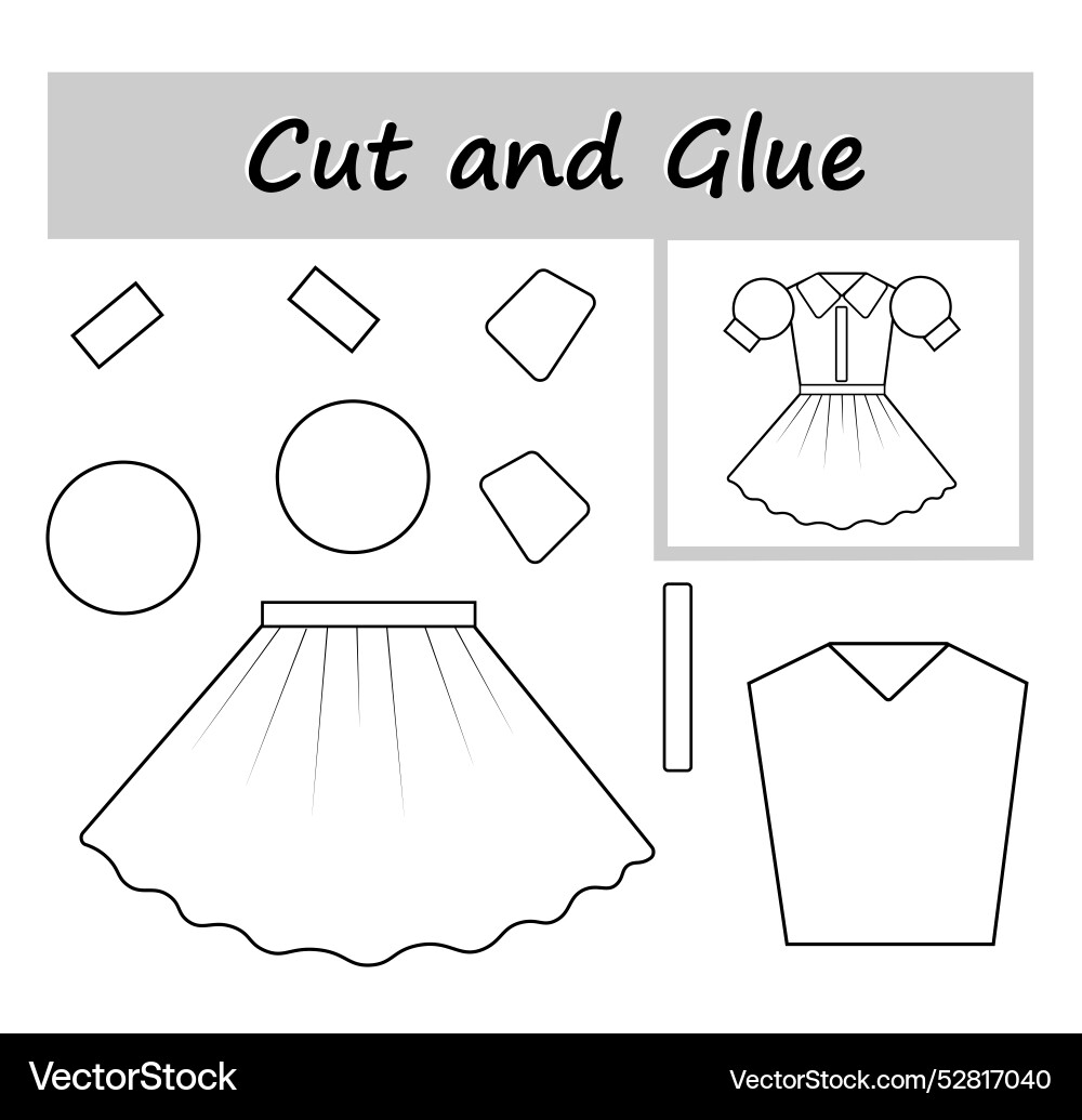 Color cut parts of the image and glue on paper Vector Image