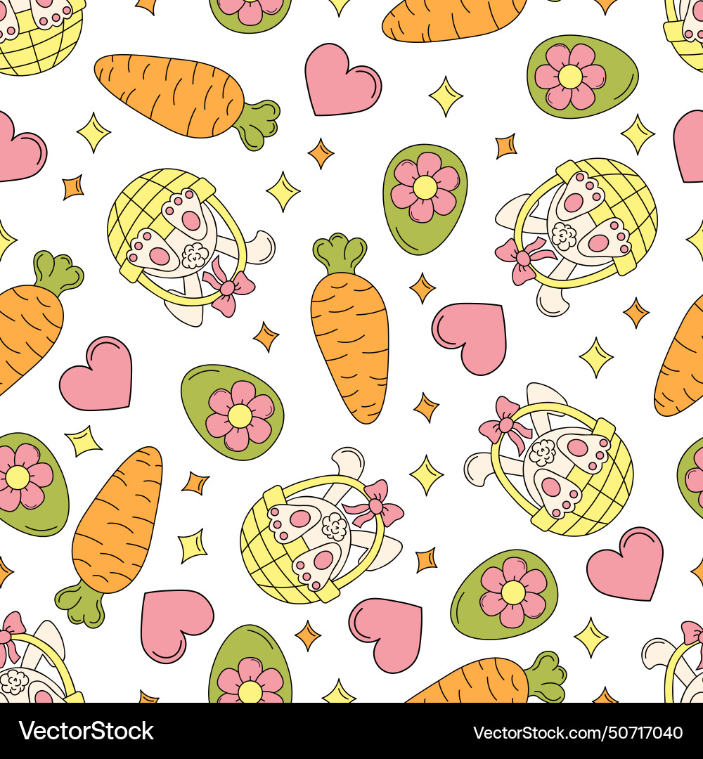 Easter pattern with carrot egg bunny Royalty Free Vector