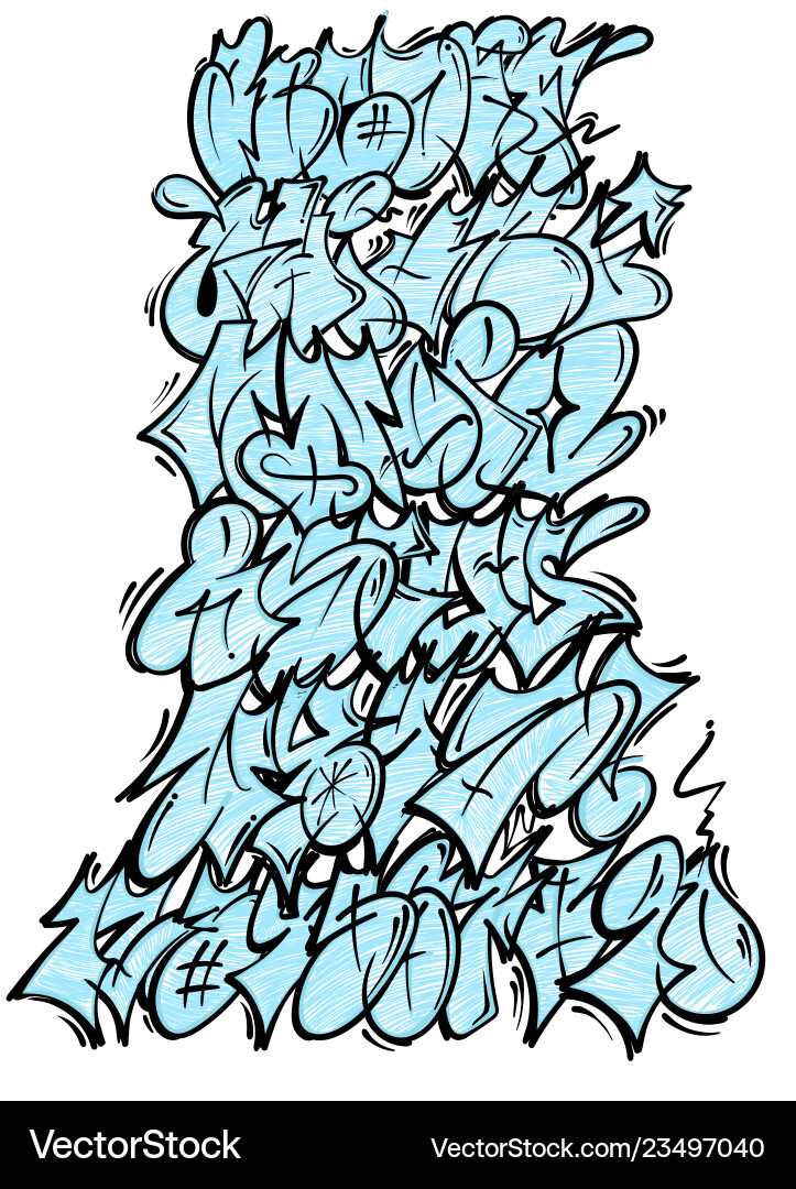 Graffiti lettering alphabet Royalty Free Vector Image