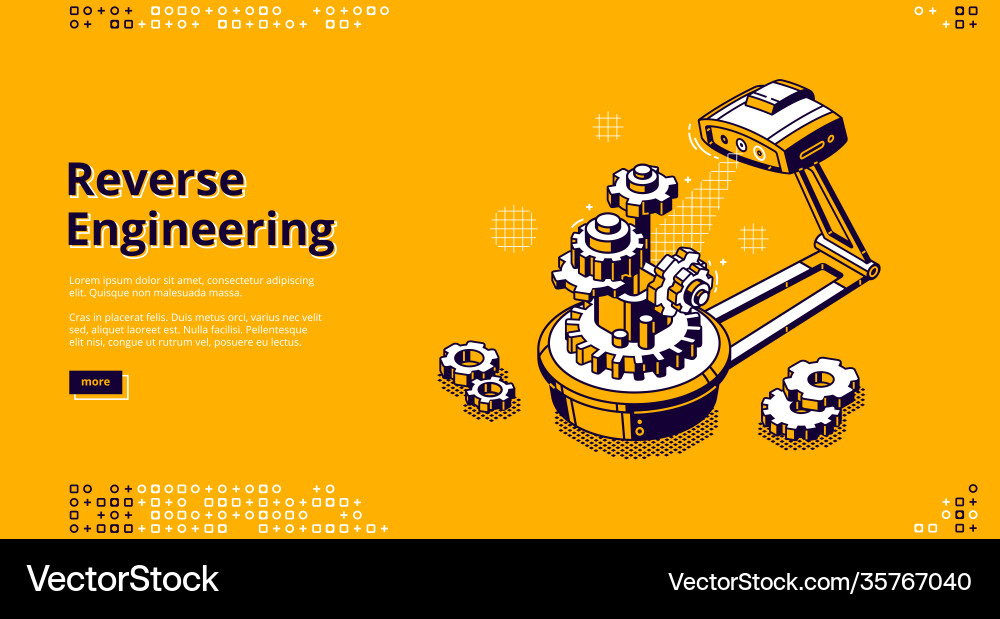 Landing page reverse engineering Royalty Free Vector Image