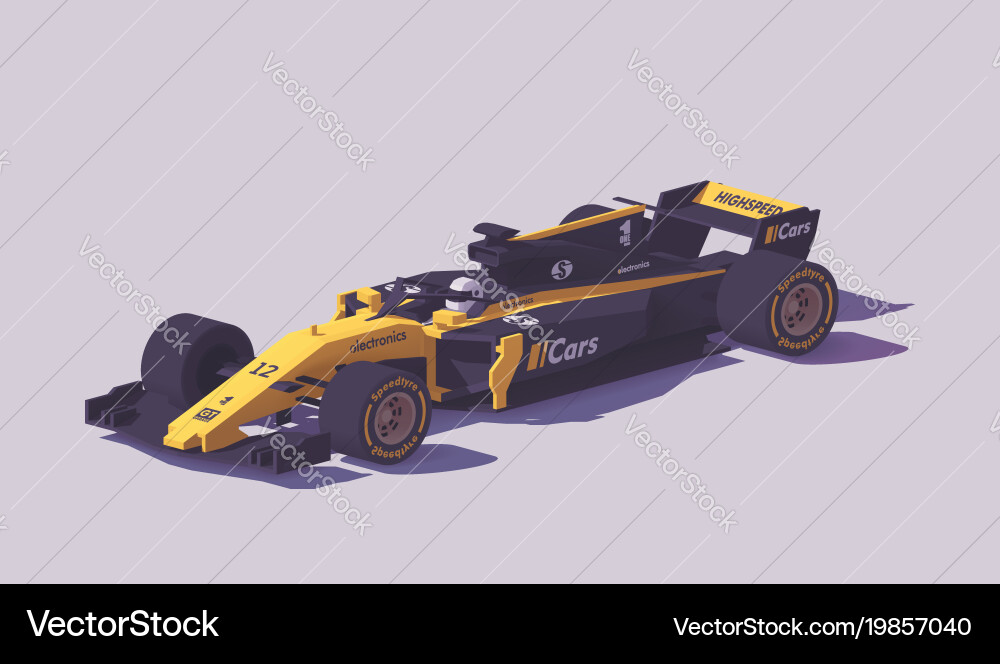Low poly formula racing car Royalty Free Vector Image