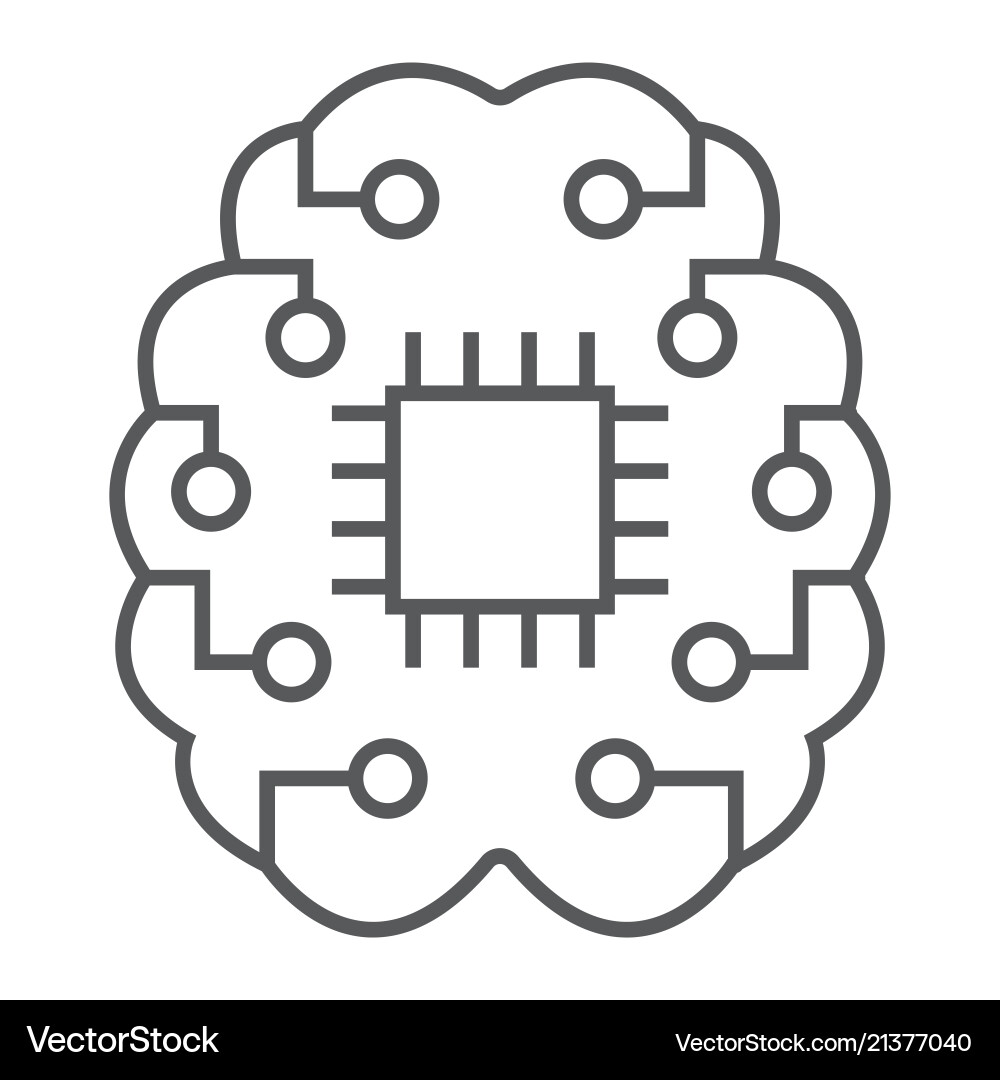 Machine thinking thin line icon data analytics Vector Image