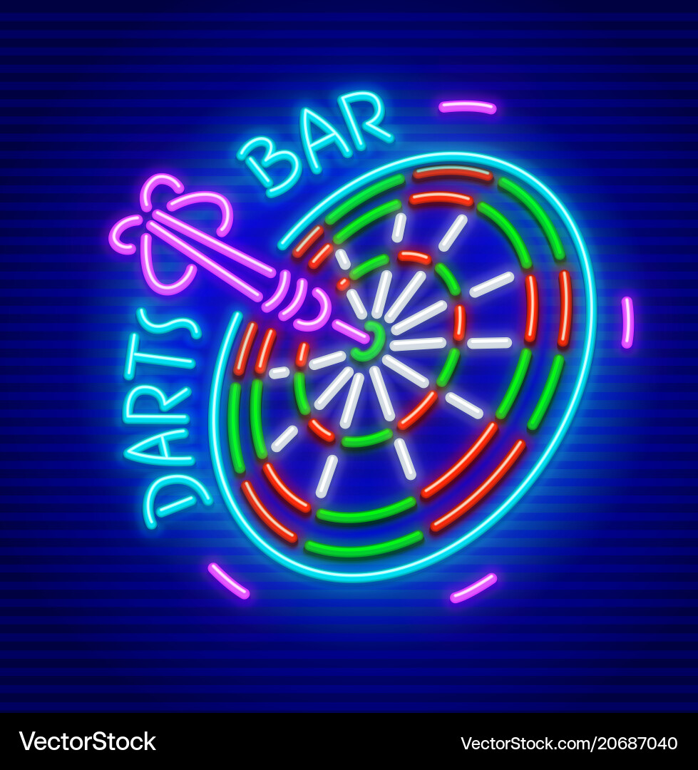 Neon Darts Bar Sign Royalty Free Vector Image - VectorStock