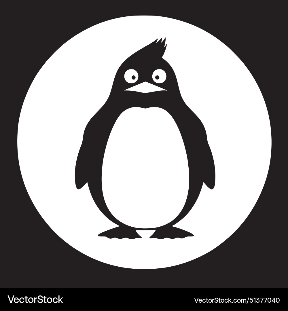 Penguin - black and white Royalty Free Vector Image