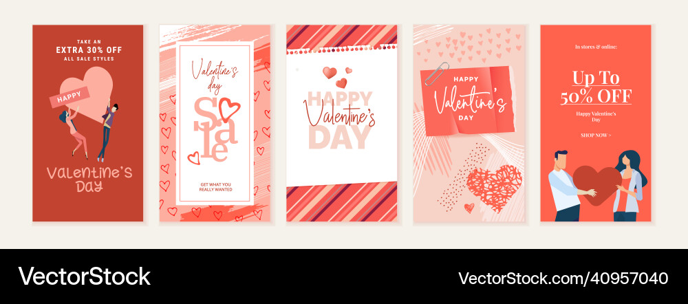 Set of valentines day social media banners Vector Image