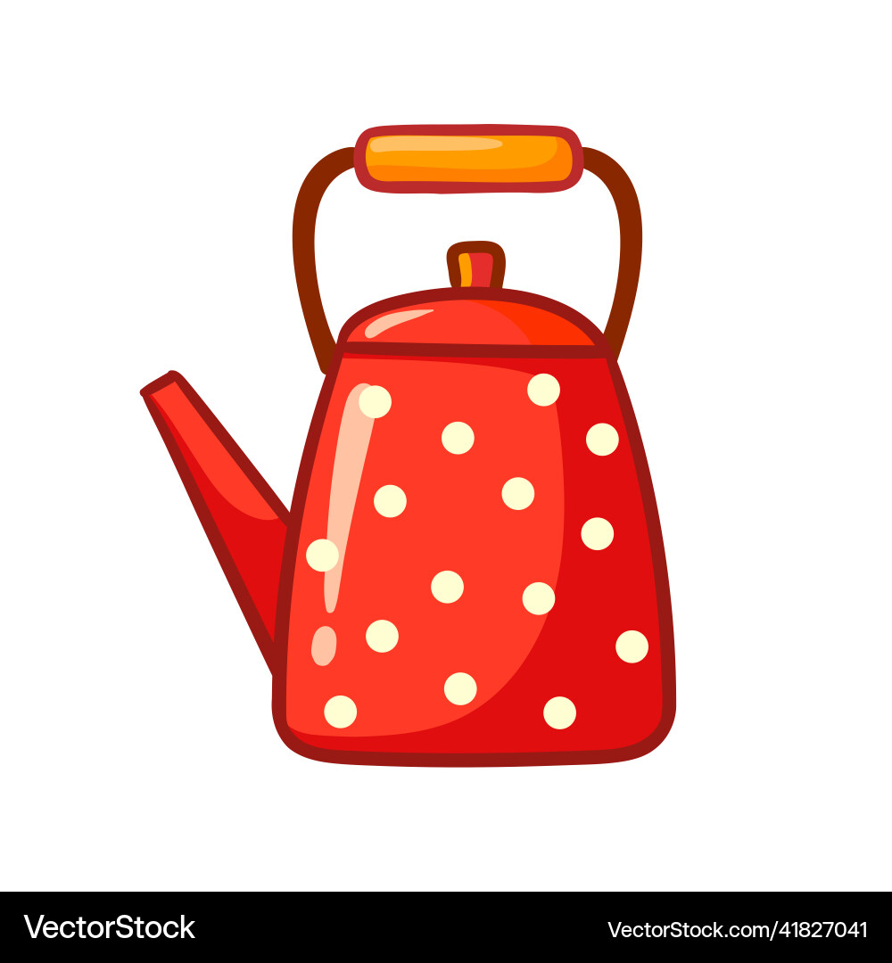 Beautiful red teapot on a white background Vector Image
