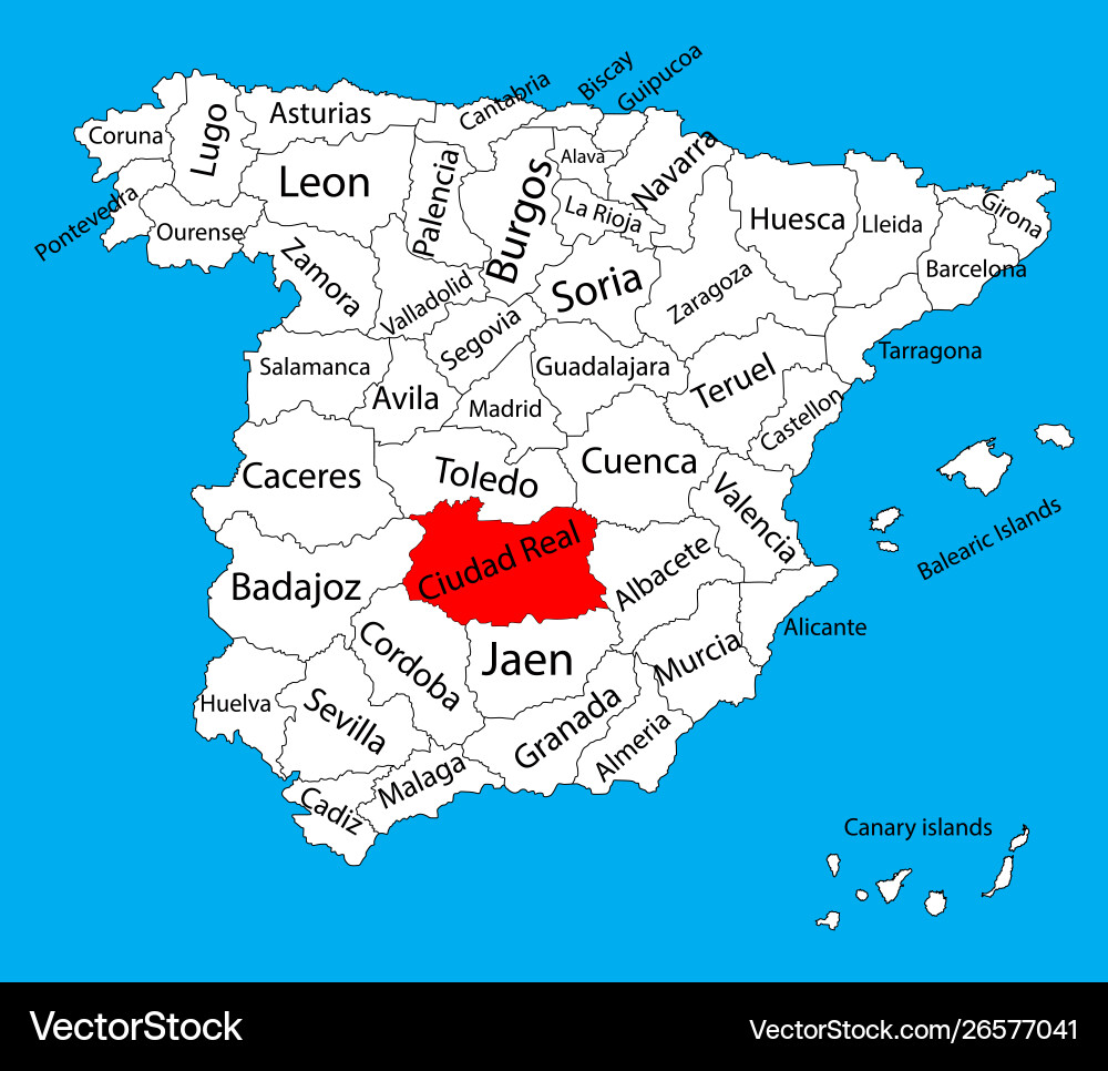 Ciudad real map spain province administrative Vector Image