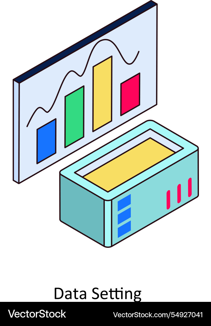 Data setting isometric filled Royalty Free Vector Image