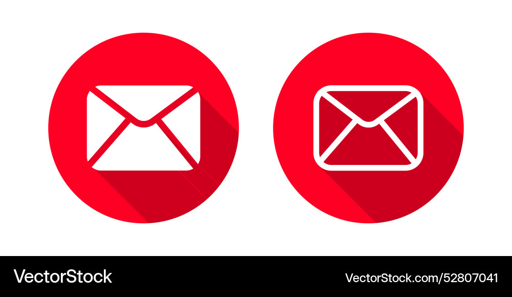 Email logo icon with long shadow Royalty Free Vector Image